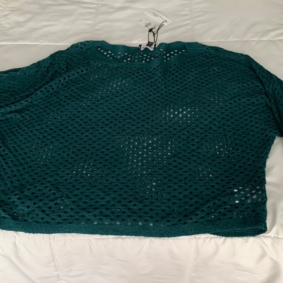 Express | Sweaters | Green Express Crochet Style Sweater | Poshmark